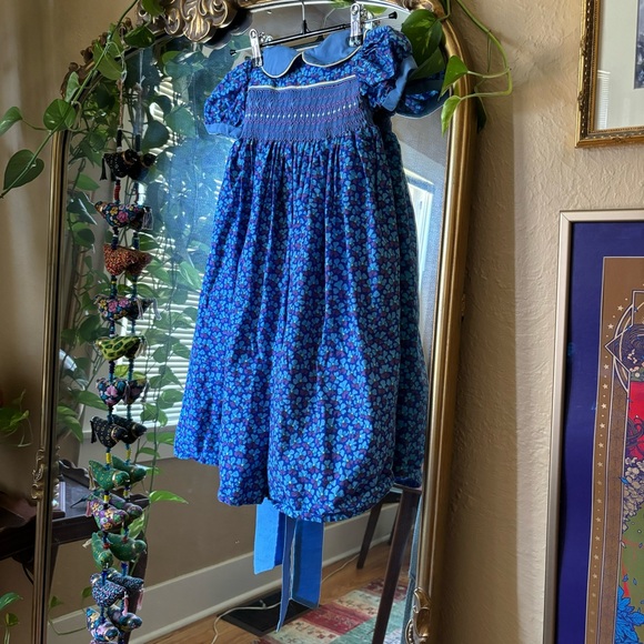 Dresses | Vintage Little Girls Collared Blue Floral Dress 196s | Poshmark
